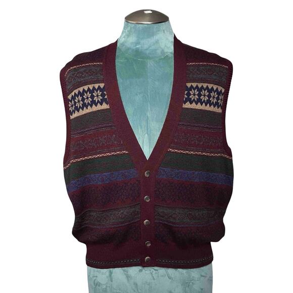Murano | Sweaters | Vintage Murano Fair Isle Button Sweater Vest Sz L ...